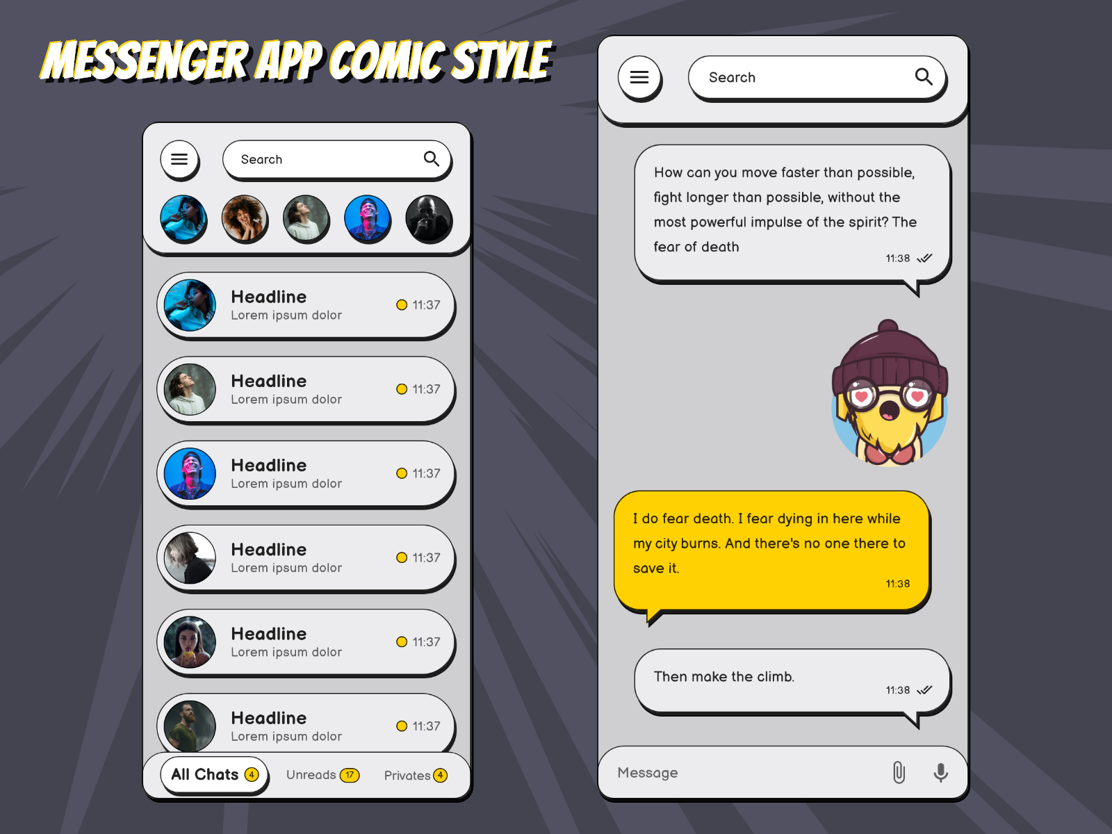 Messenger App Comic Style by Amir Chini on Dribbble