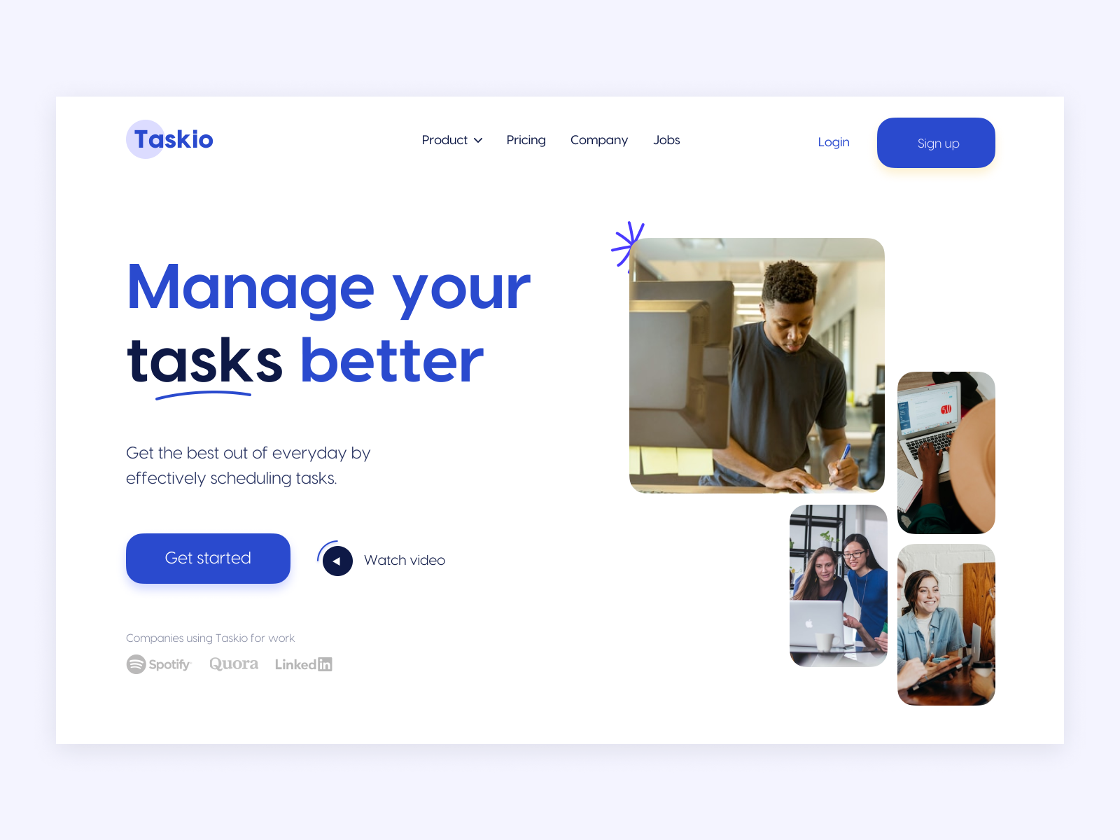 Taskio - Hero section (Light) by Ibrahim Nurudeen on Dribbble