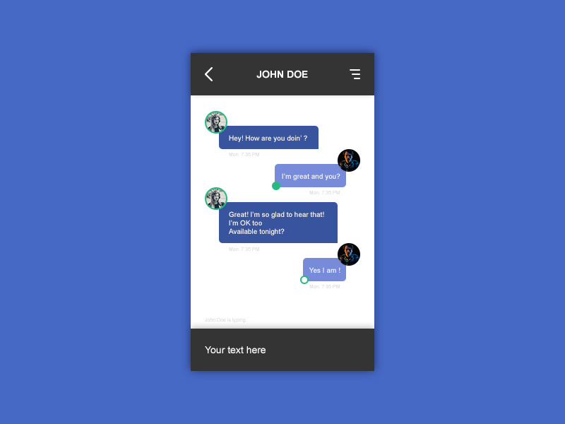 Daily UI 013 - Direct Message by Aurélien Clauss on Dribbble