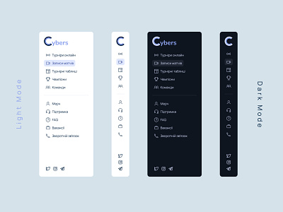 Sidebar Menu Light&Dark mode by Viktoriia Oliinyk on Dribbble
