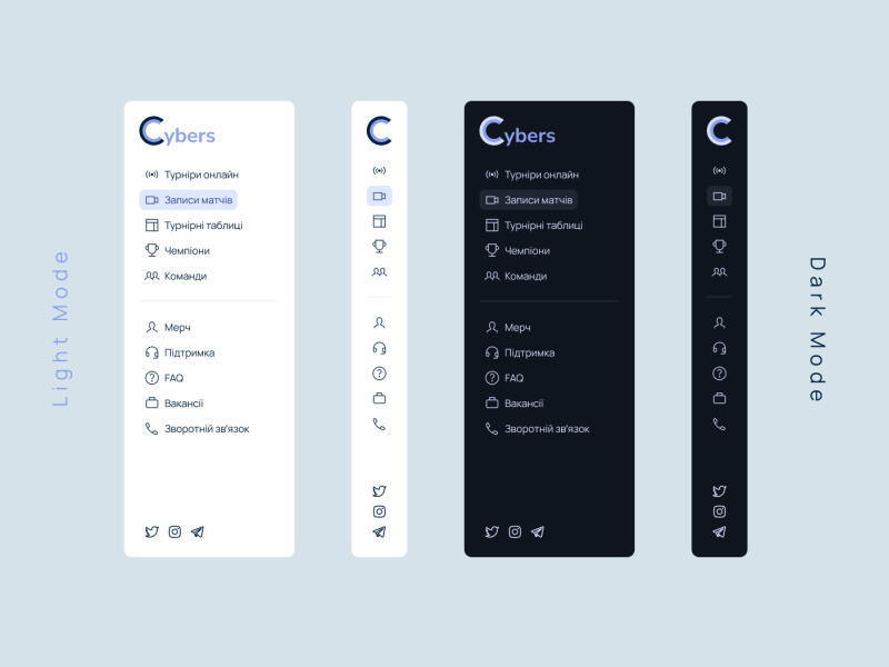 Sidebar Menu Light&Dark mode by Viktoriia Oliinyk on Dribbble