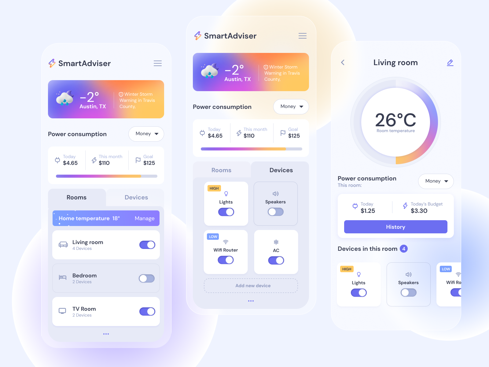 SmartAdviser - Smart home app concept by Maria Camila Daza on Dribbble
