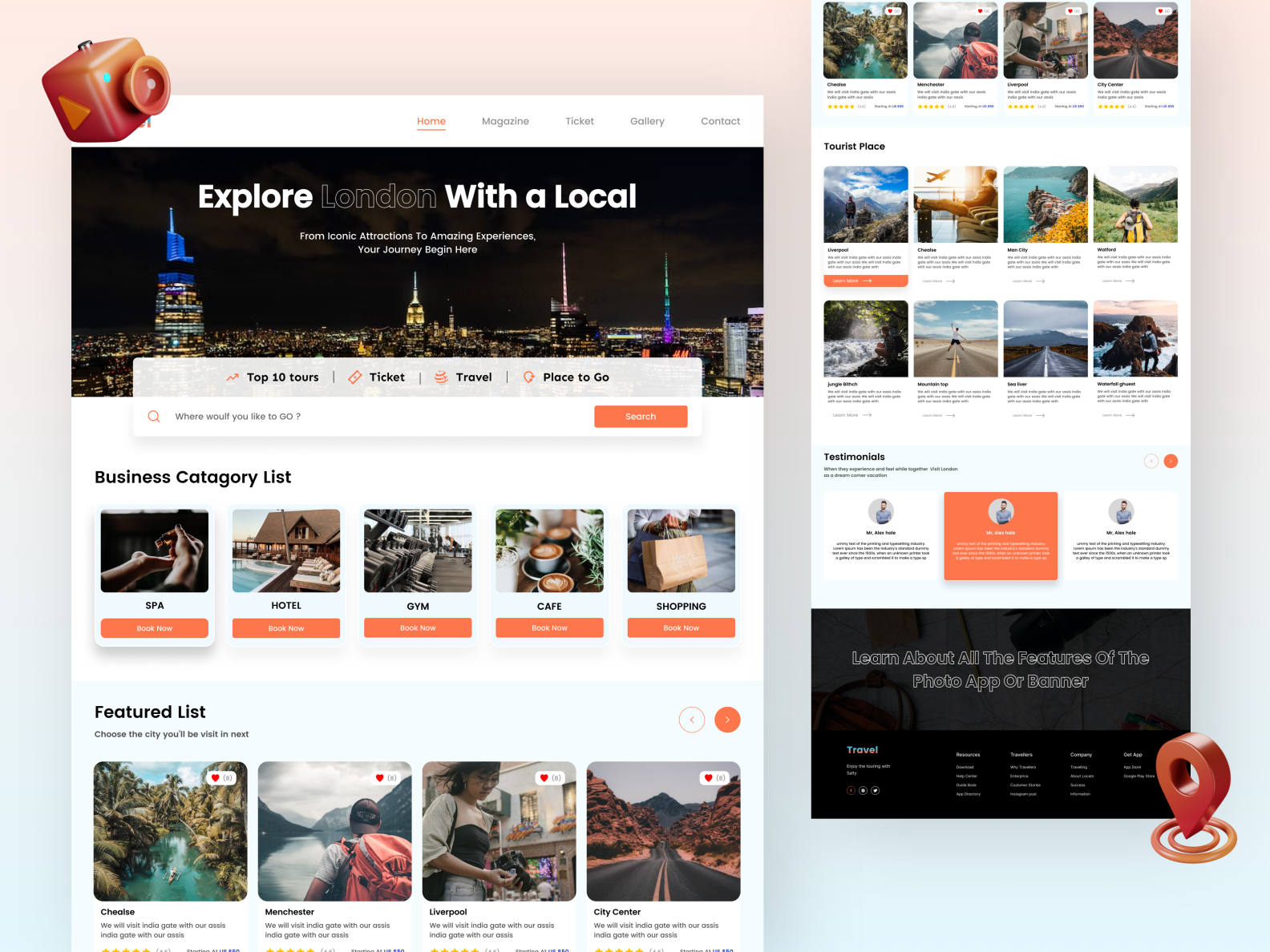 Travel Landing Page UI Design by Rizwan Ali - 🧠UI/UX Researcher & 🎨 ...