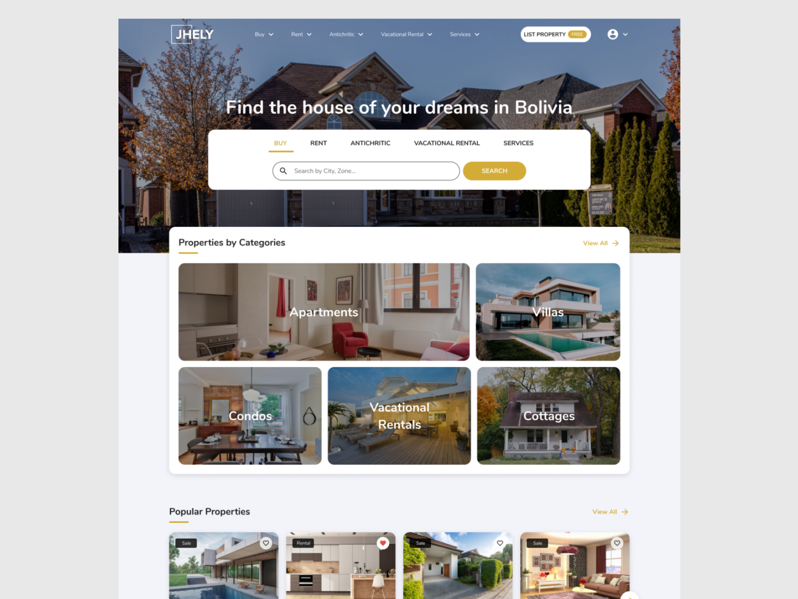Property Listing Homepage UI by Antriksh on Dribbble