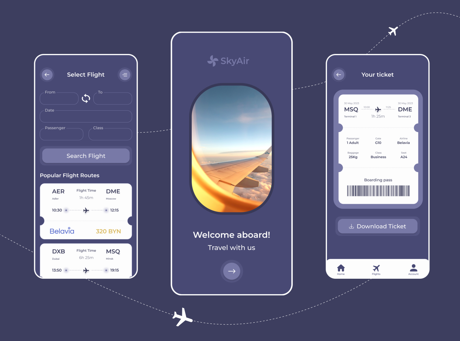 Flight Booking App by Kate Kasarkina on Dribbble