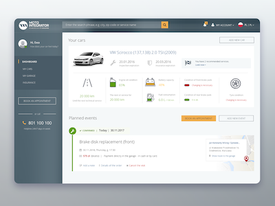 Driver account - dashboard by Ewa Grabowska on Dribbble