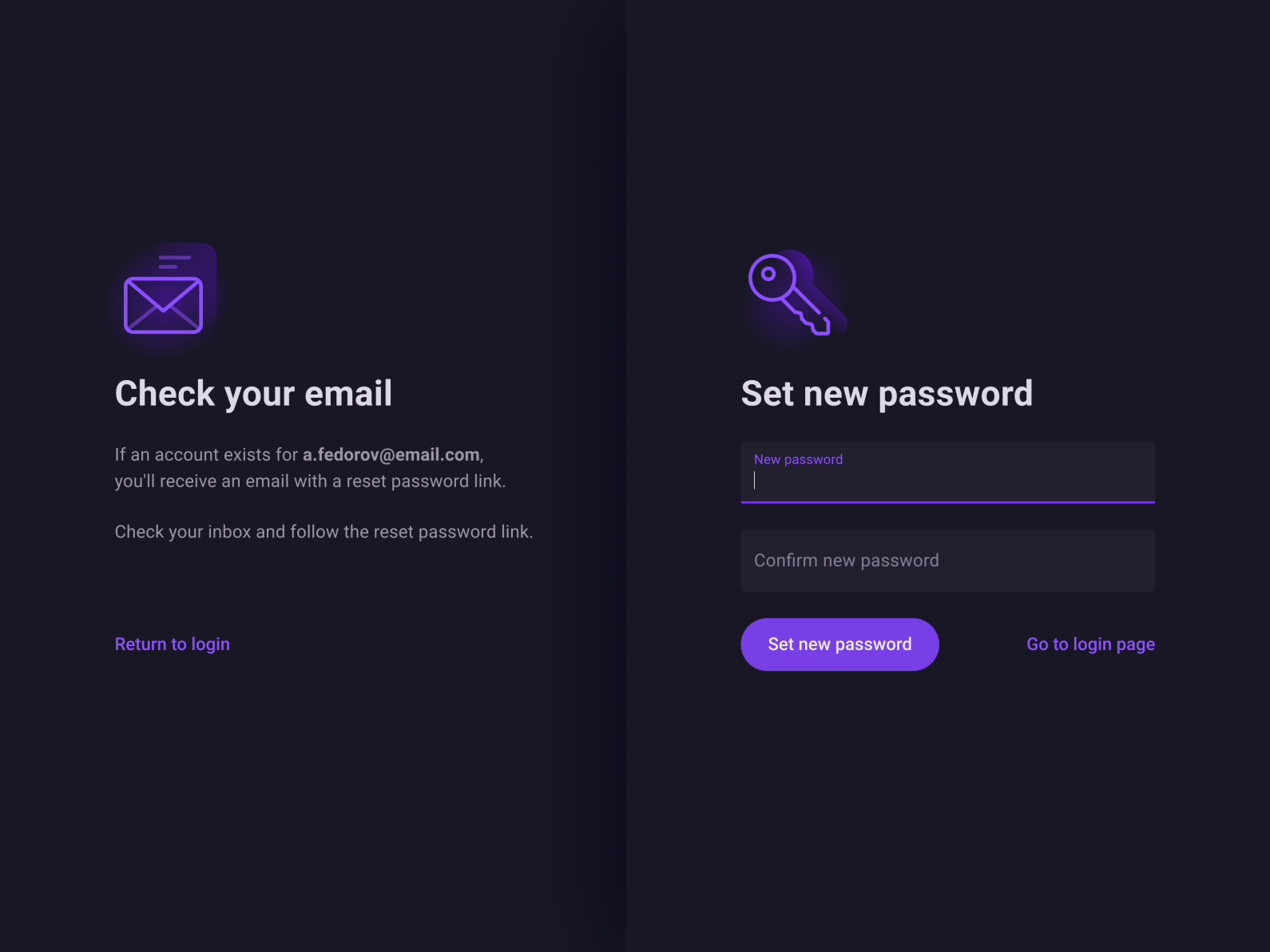 Reset password pages by Anastasiya for Synesis on Dribbble