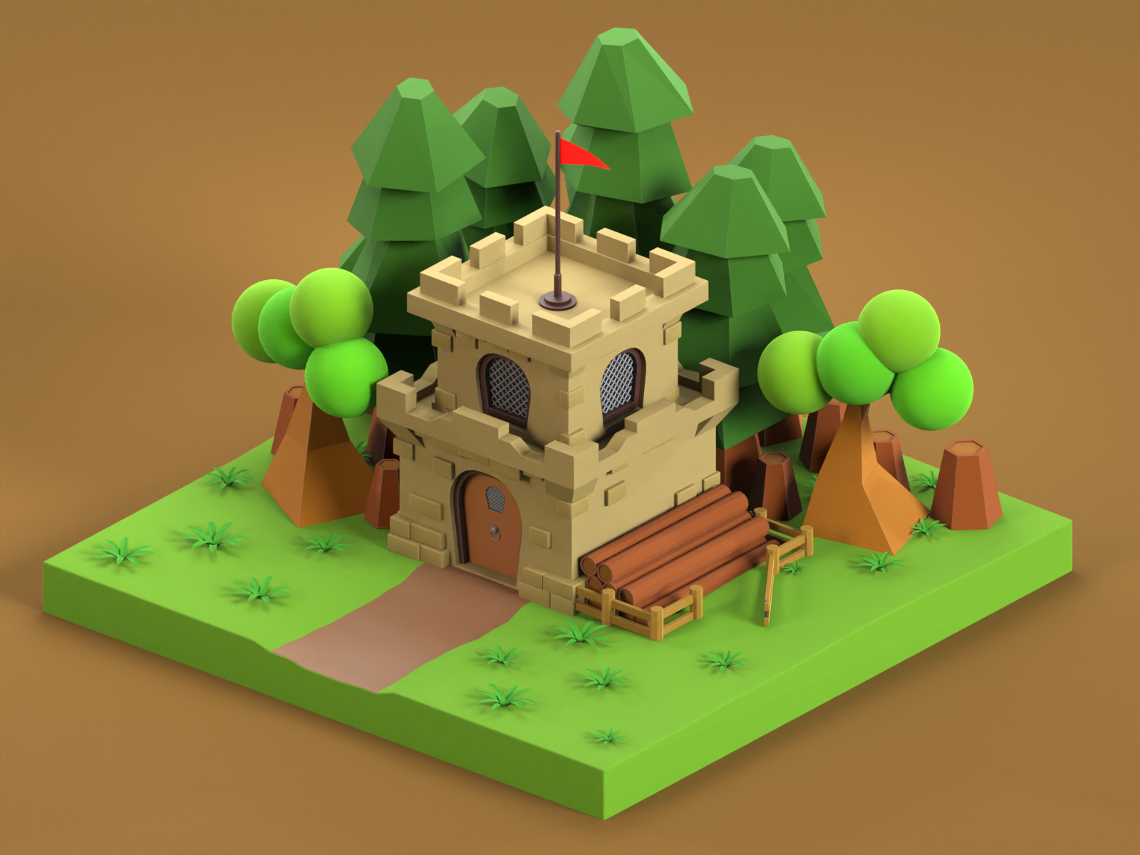 3D - Mini Castle by Sinar Tauladan P for Keitoto on Dribbble