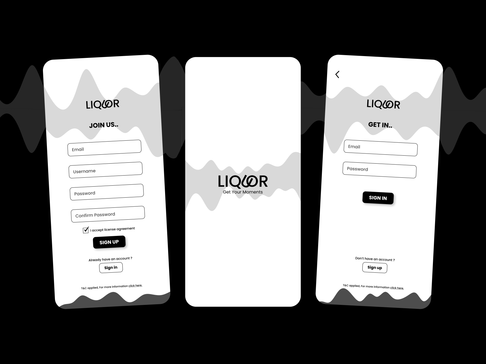LIQUOR app start screen by Jaynesh Sondarva on Dribbble