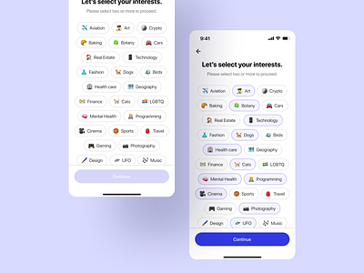 Onboarding Interest Selection Screen by Shyam Shrestha on Dribbble