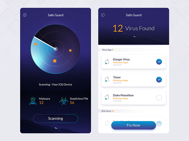 Concept UI - AntiVirus App by Intuz on Dribbble