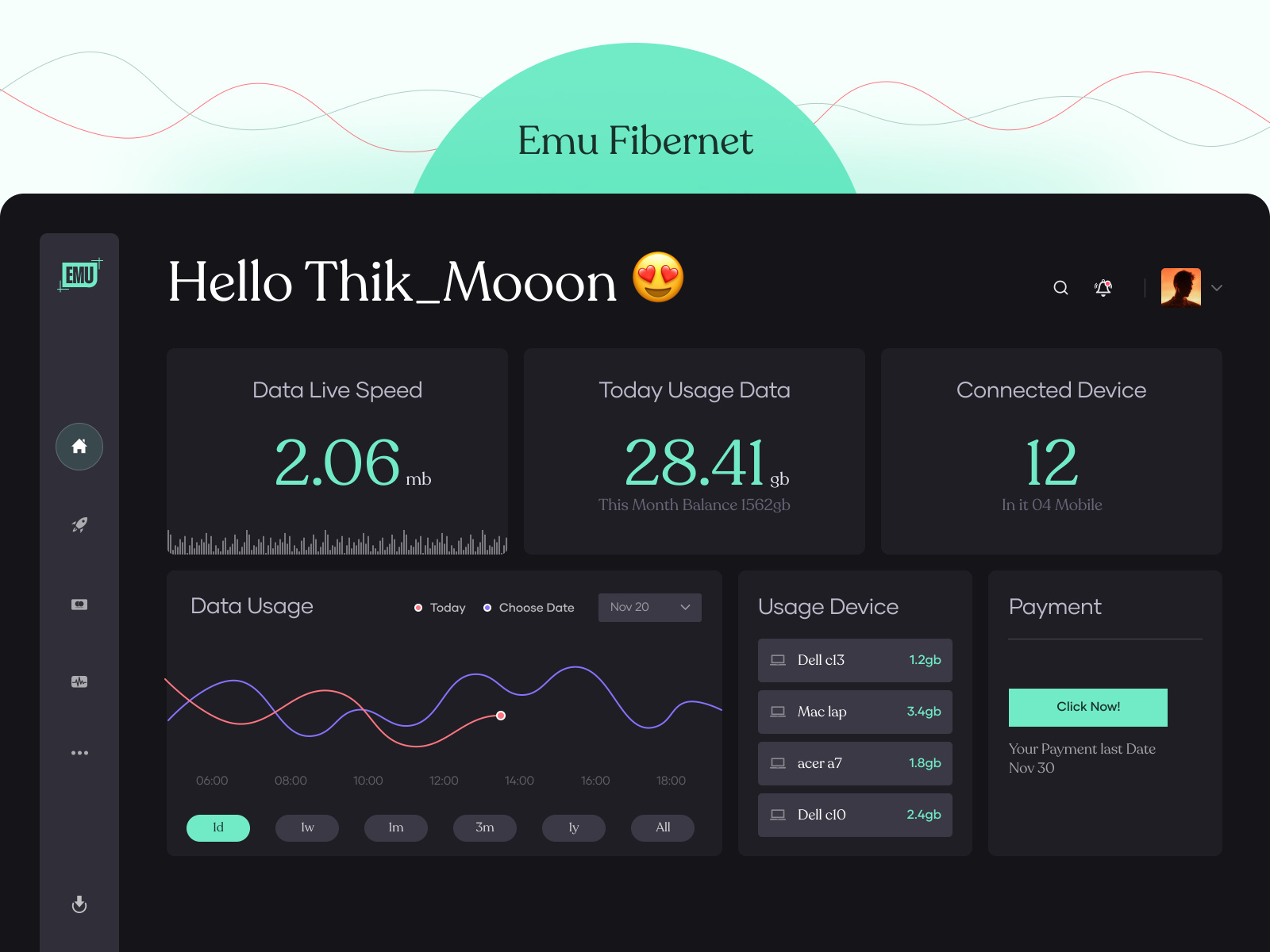 Emu Fibernet APP by ThikMooon_Design on Dribbble