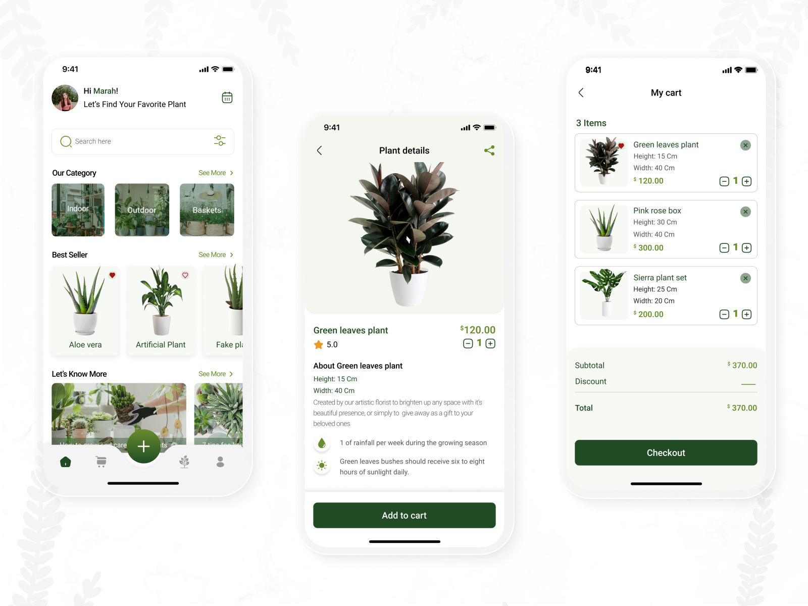 Plant shop mobile app by Marah Salem on Dribbble