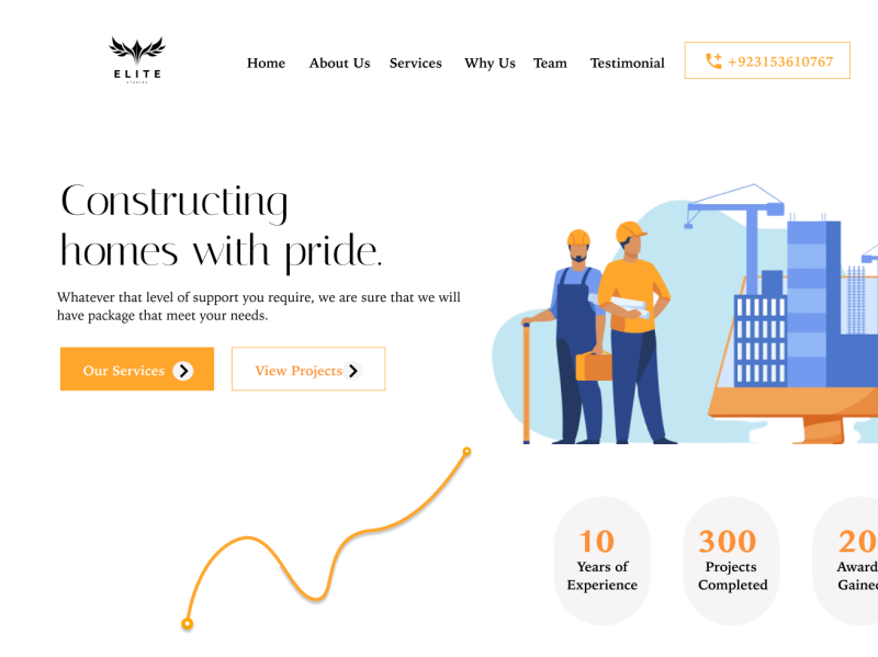 Home Construction Website Landing Page by Elite Studios on Dribbble