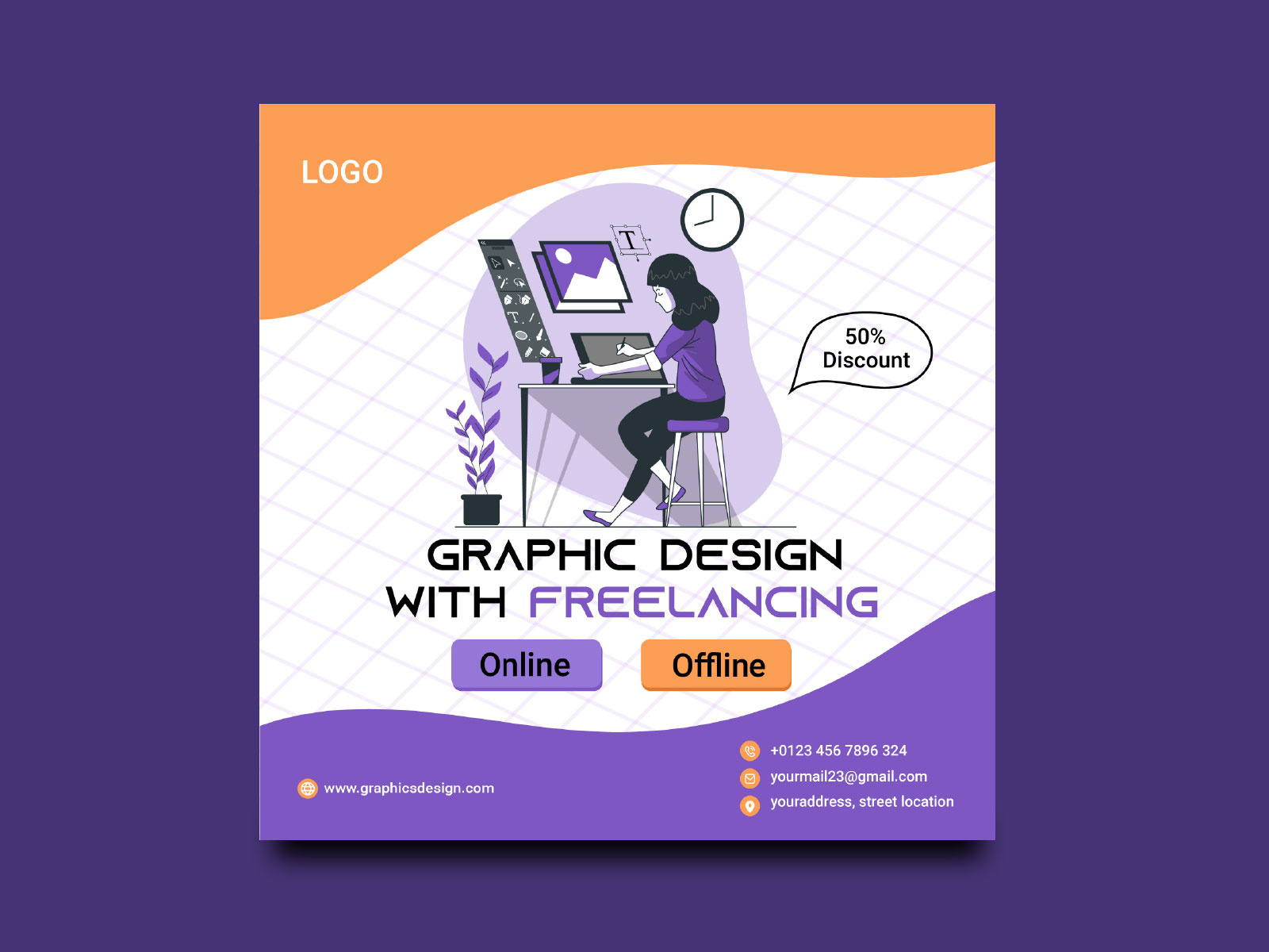 Flyer about design course by Noshin Laila on Dribbble