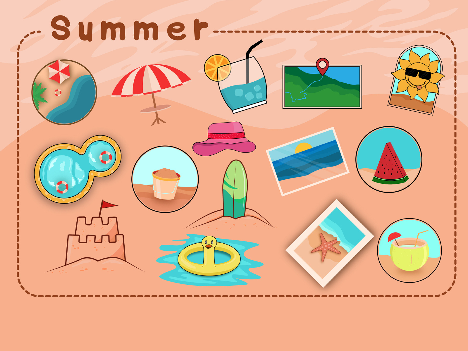 Summer Icons Illustration by Rocket One on Dribbble