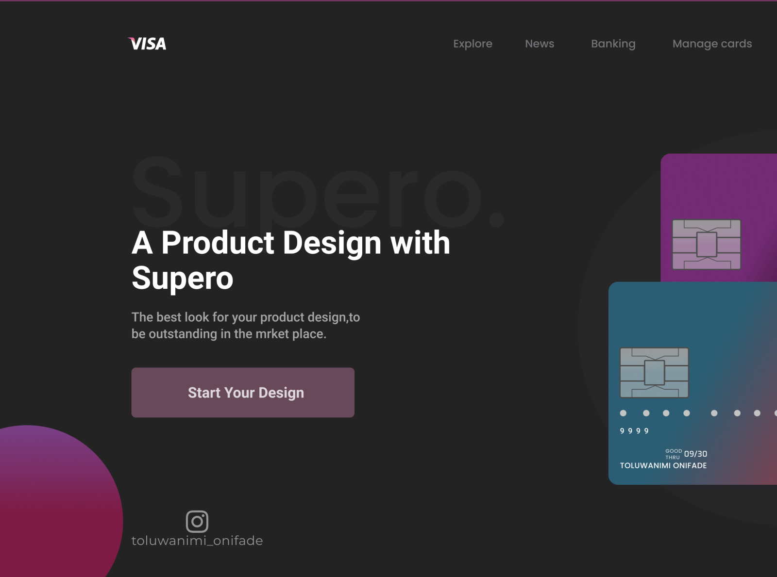A marketing web UI design by Toluwanimi Onifade on Dribbble