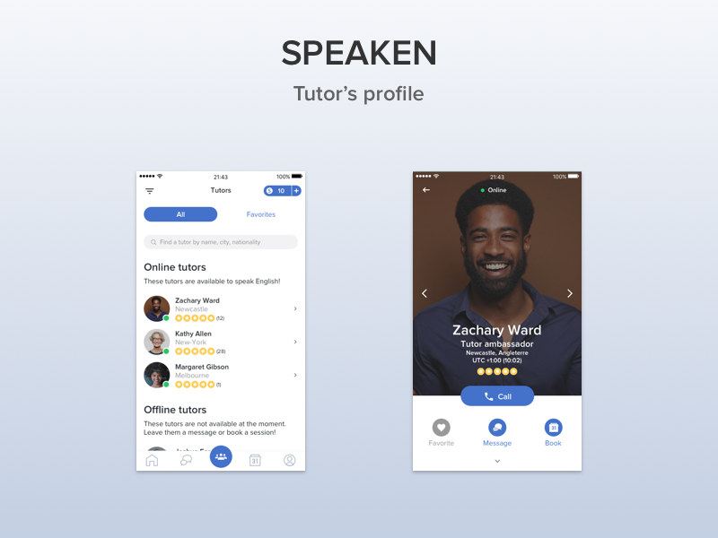 Speaken - Tutor profile by Raphael Pinto on Dribbble