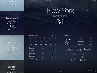 iOS 7 Weather For iPad Concept by Michael Steeber - Dribbble