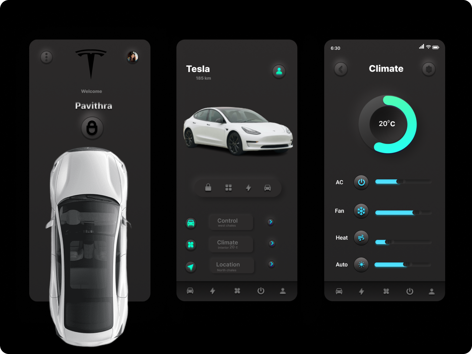 Tesla Car App Ui by Pavithra Karthik on Dribbble