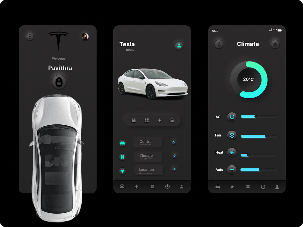 Tesla Car App Ui by Pavithra Karthik on Dribbble