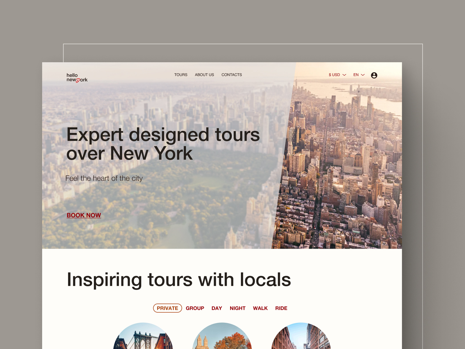 New York city tours - web-site concept by Polina Zorina on Dribbble