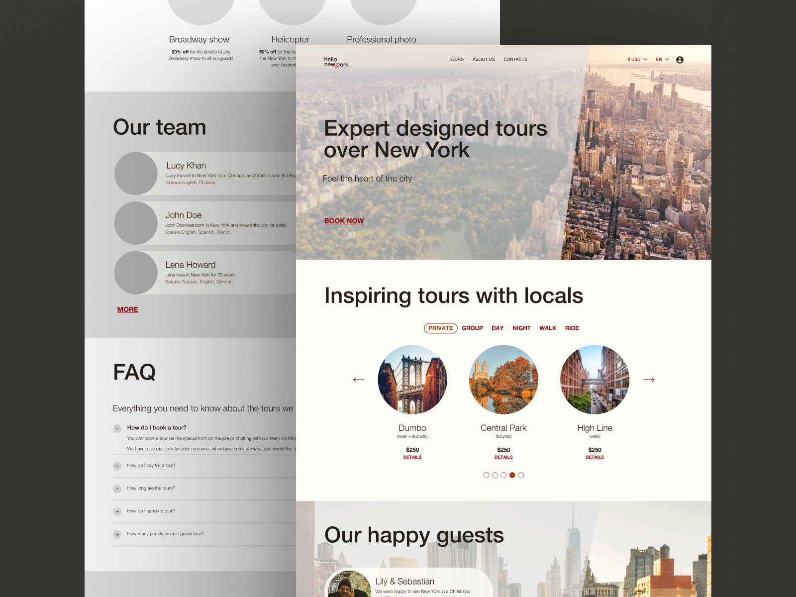 New York city tours - web-site concept & prototype by Polina Zorina on ...