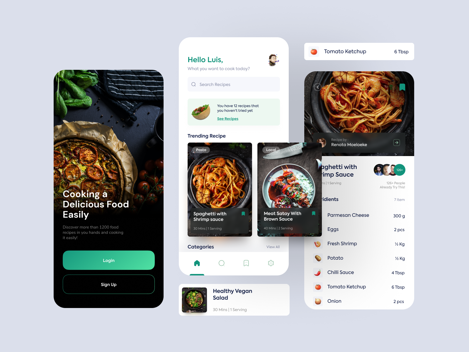 Food Recipe App by Herdetya Priambodo for Plainthing Studio on Dribbble