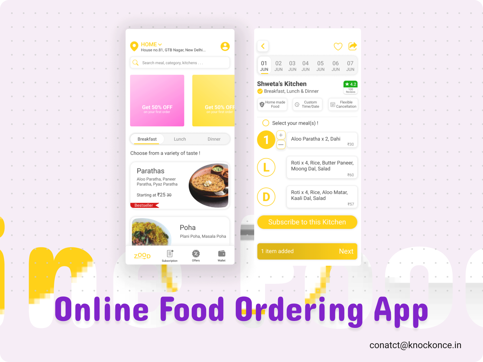 Online Tiffin Delivery App | ZooD by KnockOnce on Dribbble