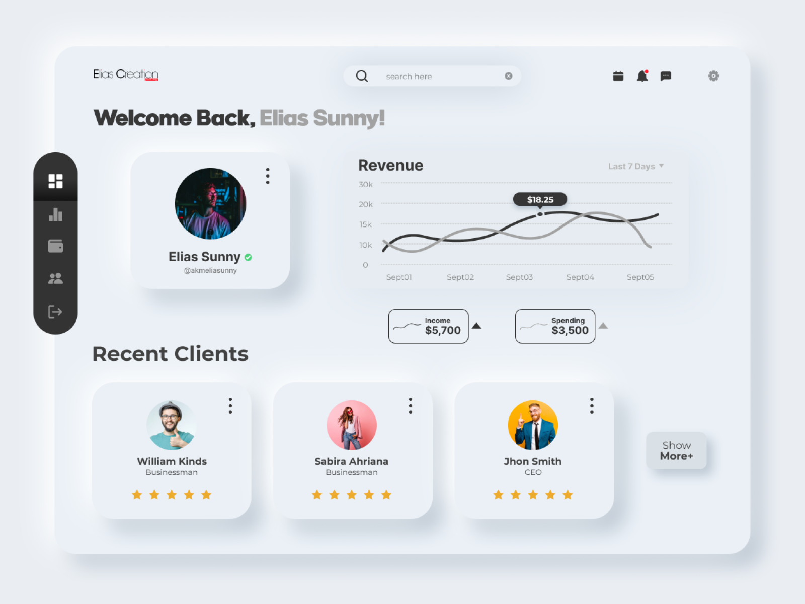 Minimal Dashboard by Elias Creation on Dribbble