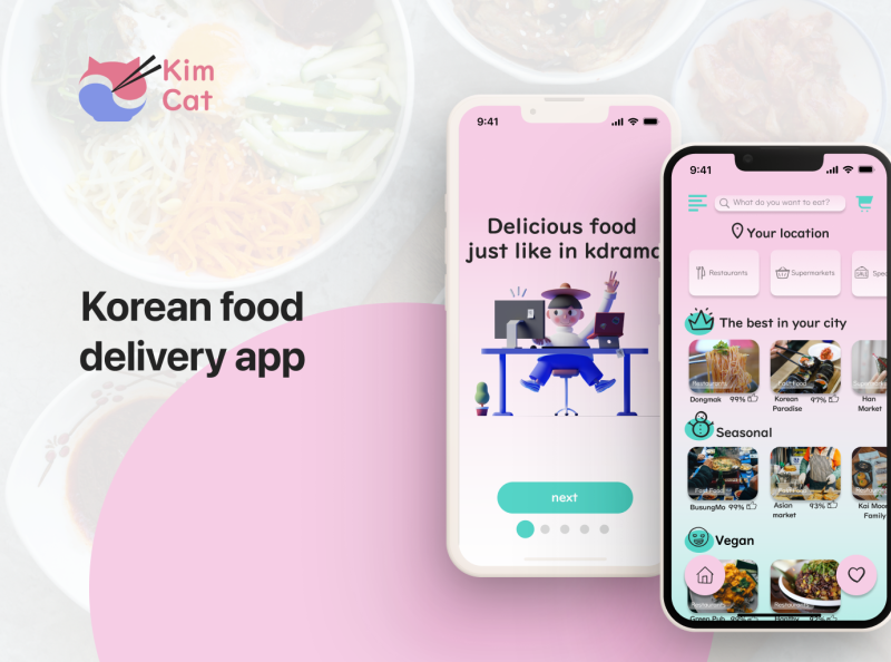 Korean food delivery app by Dariia Sidun on Dribbble