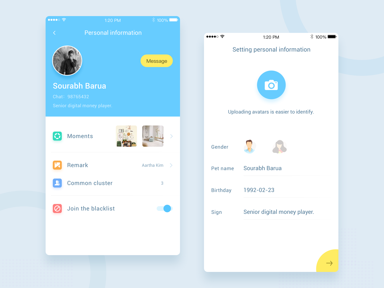 Personal information by 安愉 on Dribbble