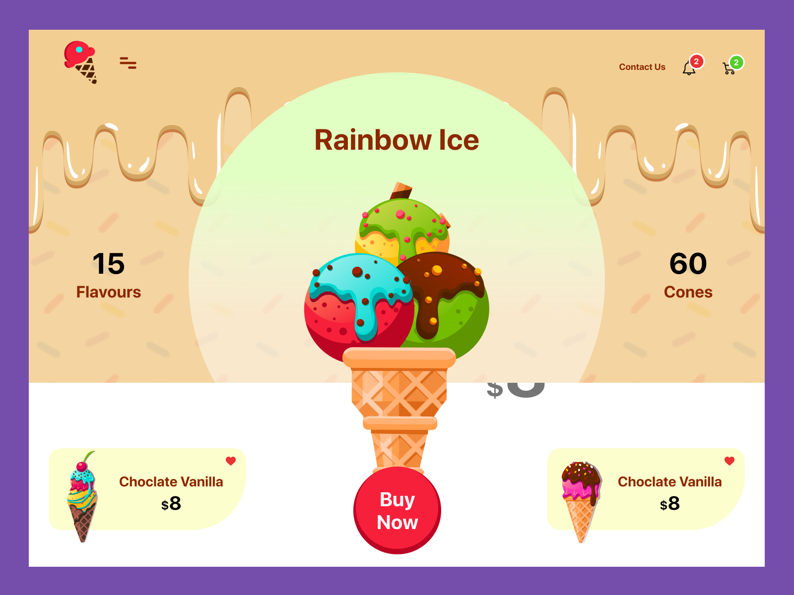 Cone Ice cream - Website Concept by Mamta Singh on Dribbble
