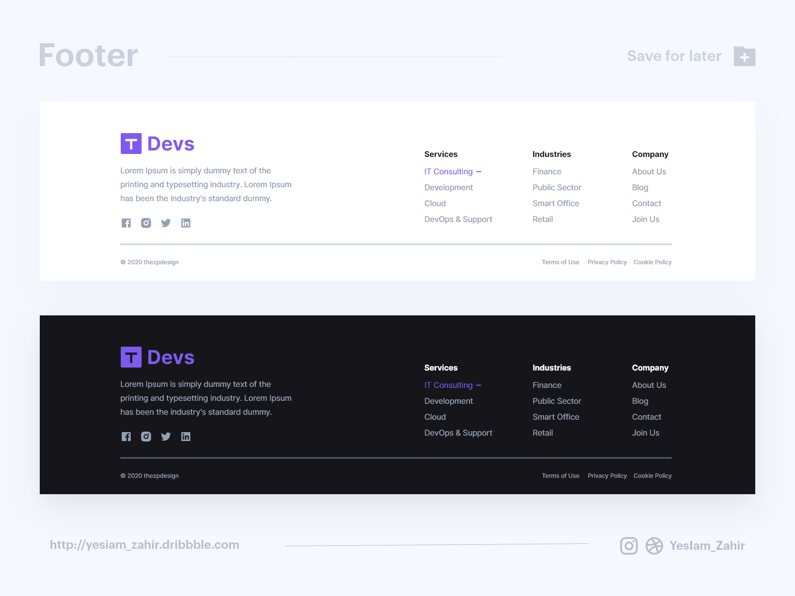 Footer by Zahir Patel on Dribbble