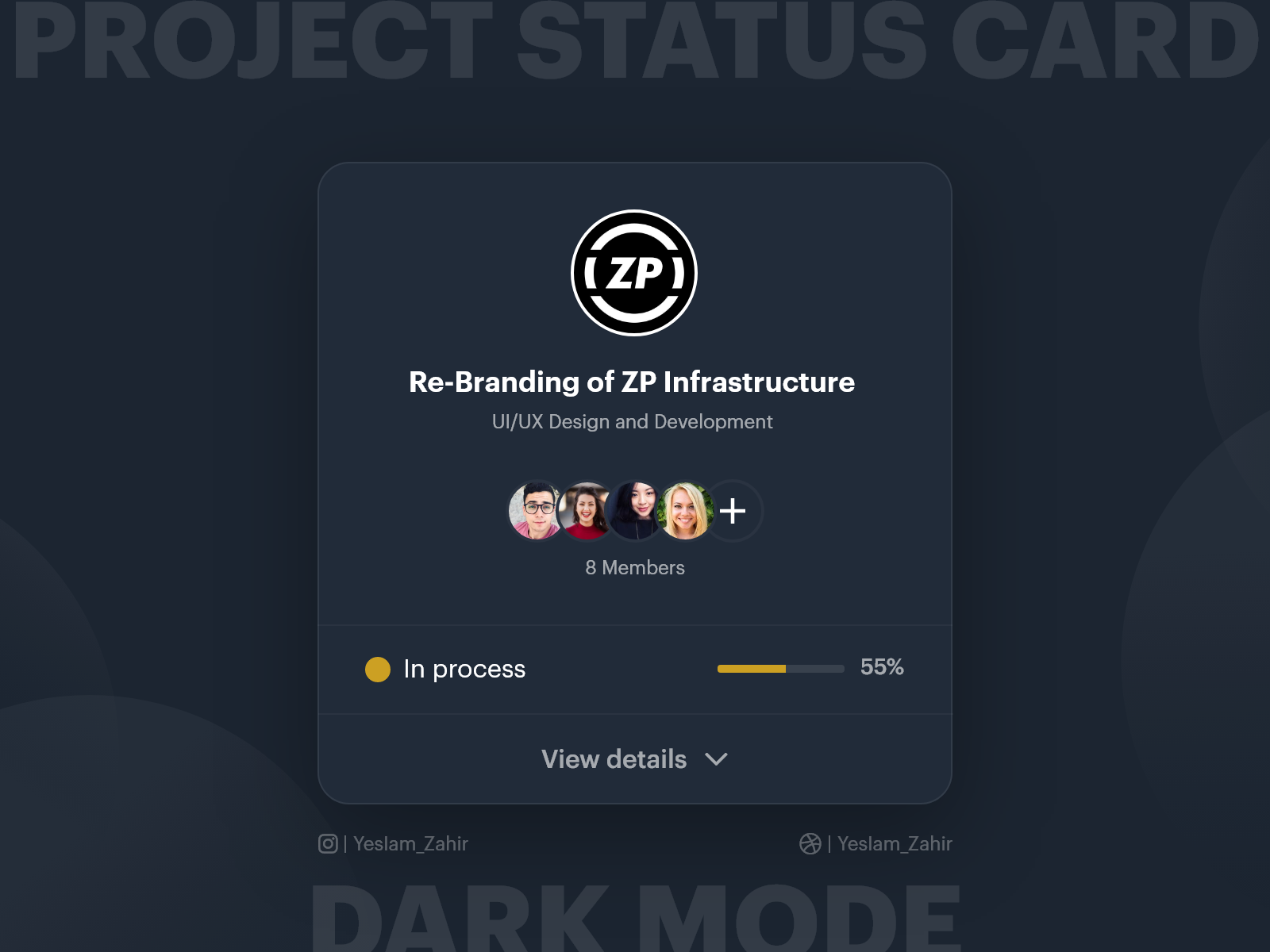 Project Status Card | Dark Mode by Zahir Patel on Dribbble