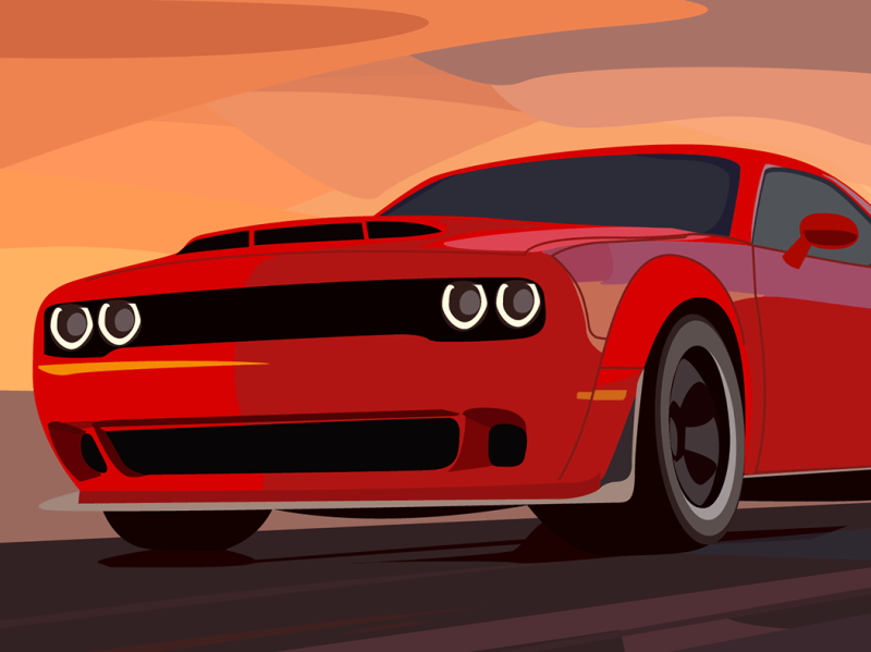 Dodge Challenger Illustration by André Pilão on Dribbble