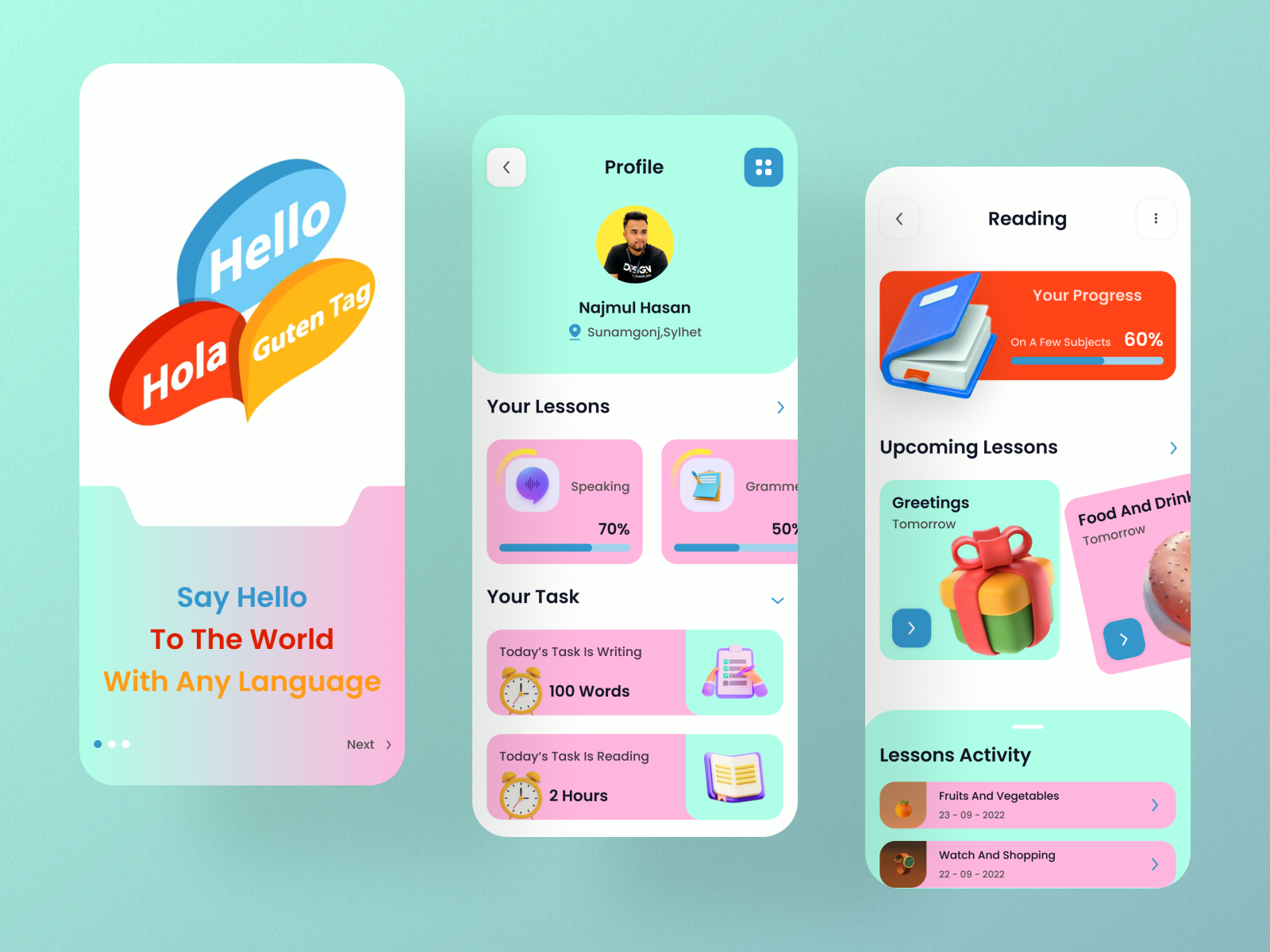 Language Learning Mobile App by Najmul Hasan on Dribbble