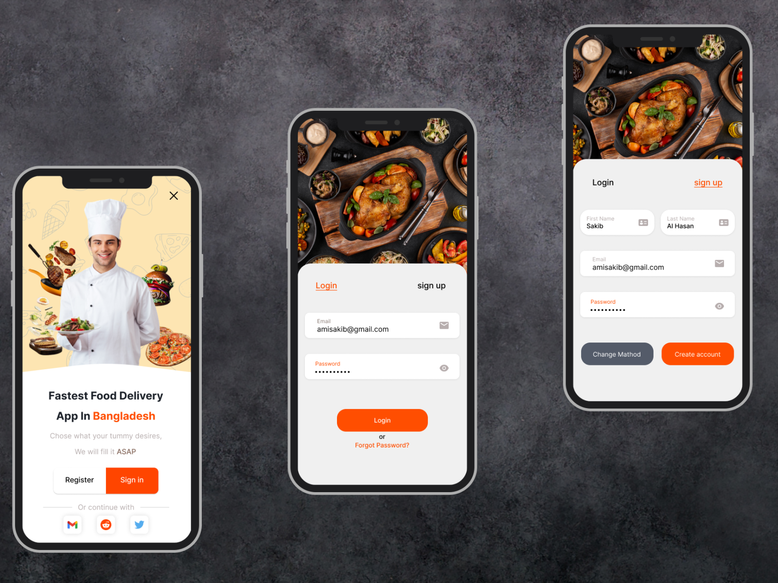 Food App Login and Sign up Screens by Mahdi Abdullah Mahi on Dribbble