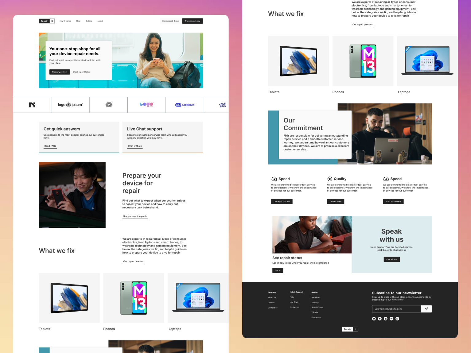 Fixit - Device Repair Website UX Design by Jalaj pathak on Dribbble