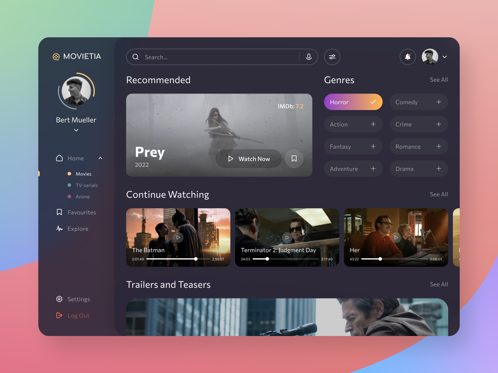 Movie Dashboard Design by Konstantin Yanakhmetov on Dribbble