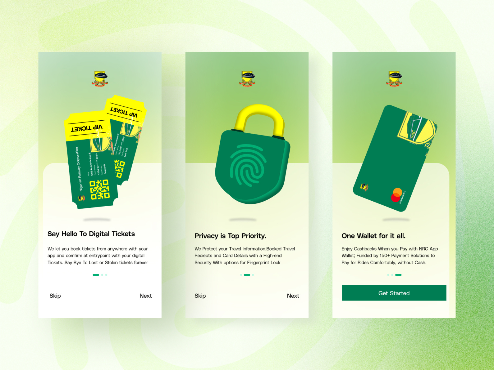 NRC. E-Ticket App | Onboarding UI by Chijioke Earnest Akachukwu on Dribbble
