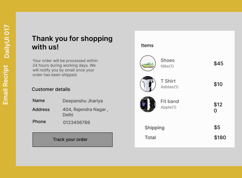 Email Receipt by Deepanshu Jhariya on Dribbble