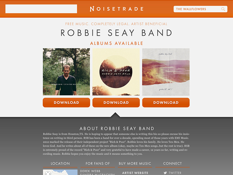 Noisetrade Redesign by Charlie ⚡️ on Dribbble