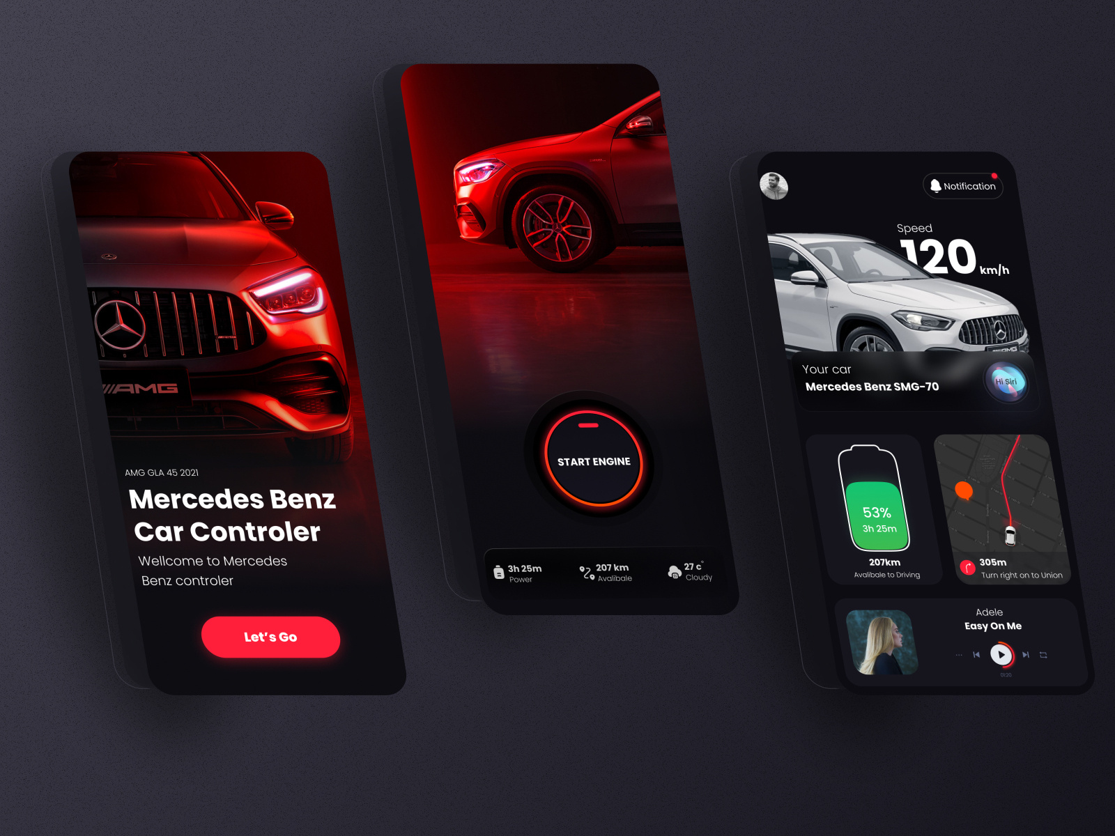 Benz Car Control App by Mostafa Sammak for Duxica on Dribbble