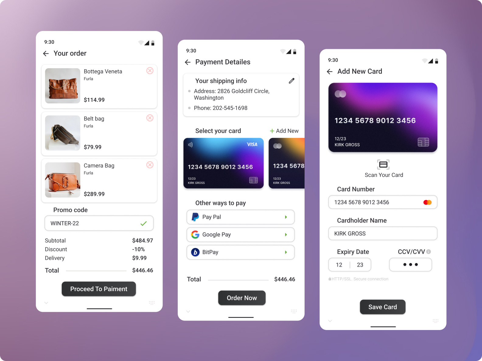 Credit Card Checkout | Daily UI Challenge 002 by Lera Vasilyeva on Dribbble