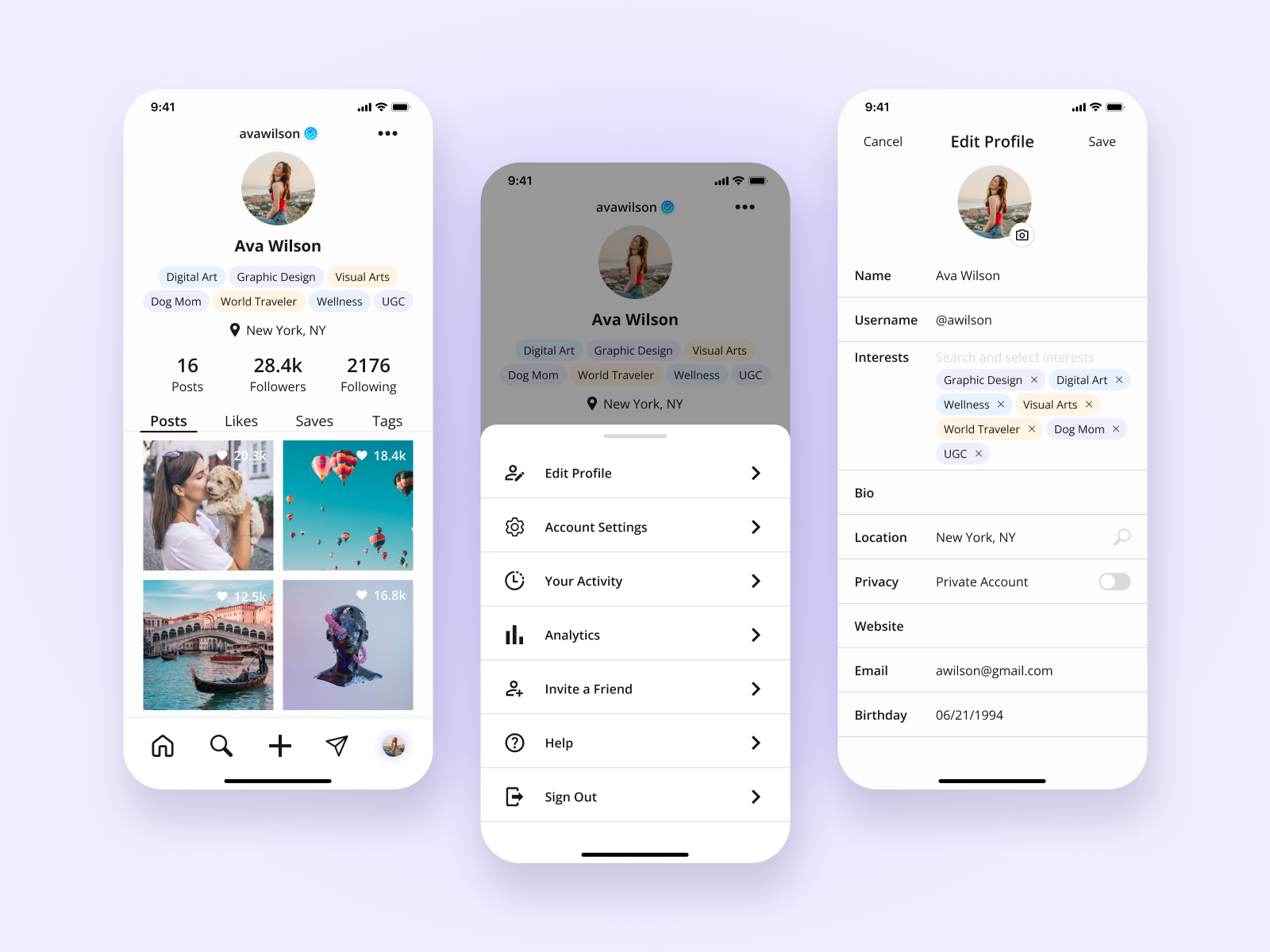 Social Media User Profile by Jenna DuBowy on Dribbble
