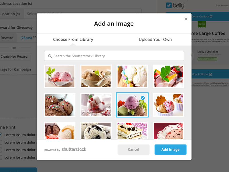Image Selector Modal by Charlie Aufmann for Belly on Dribbble