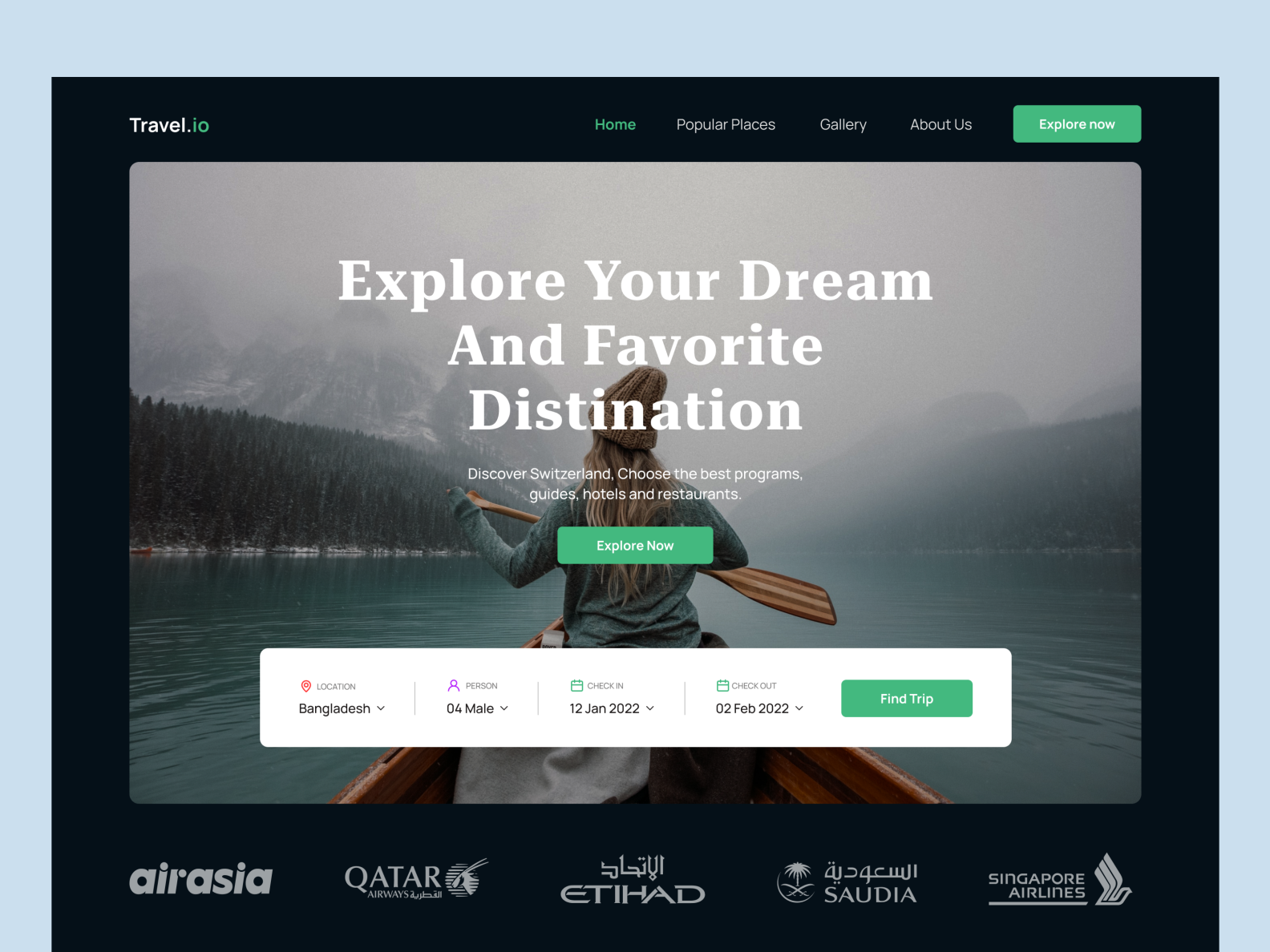 Travel Web Header Design by Nure Afrin Era on Dribbble