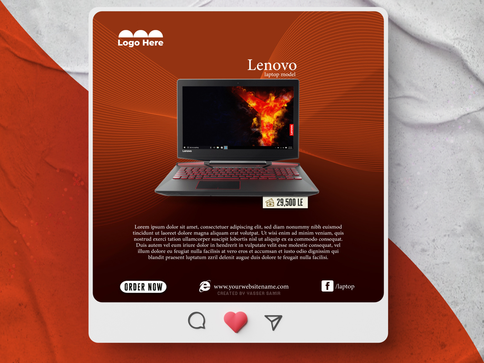 Social media design | Laptop Ad post by Yasser Samir on Dribbble
