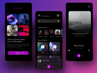 Music Player UI Design - Dark Mode by Nikunj Rathod on Dribbble